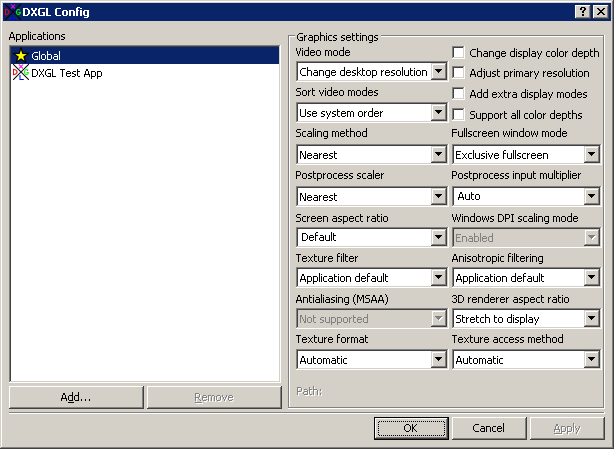 Configuration (version 0.5.12) | DXGL